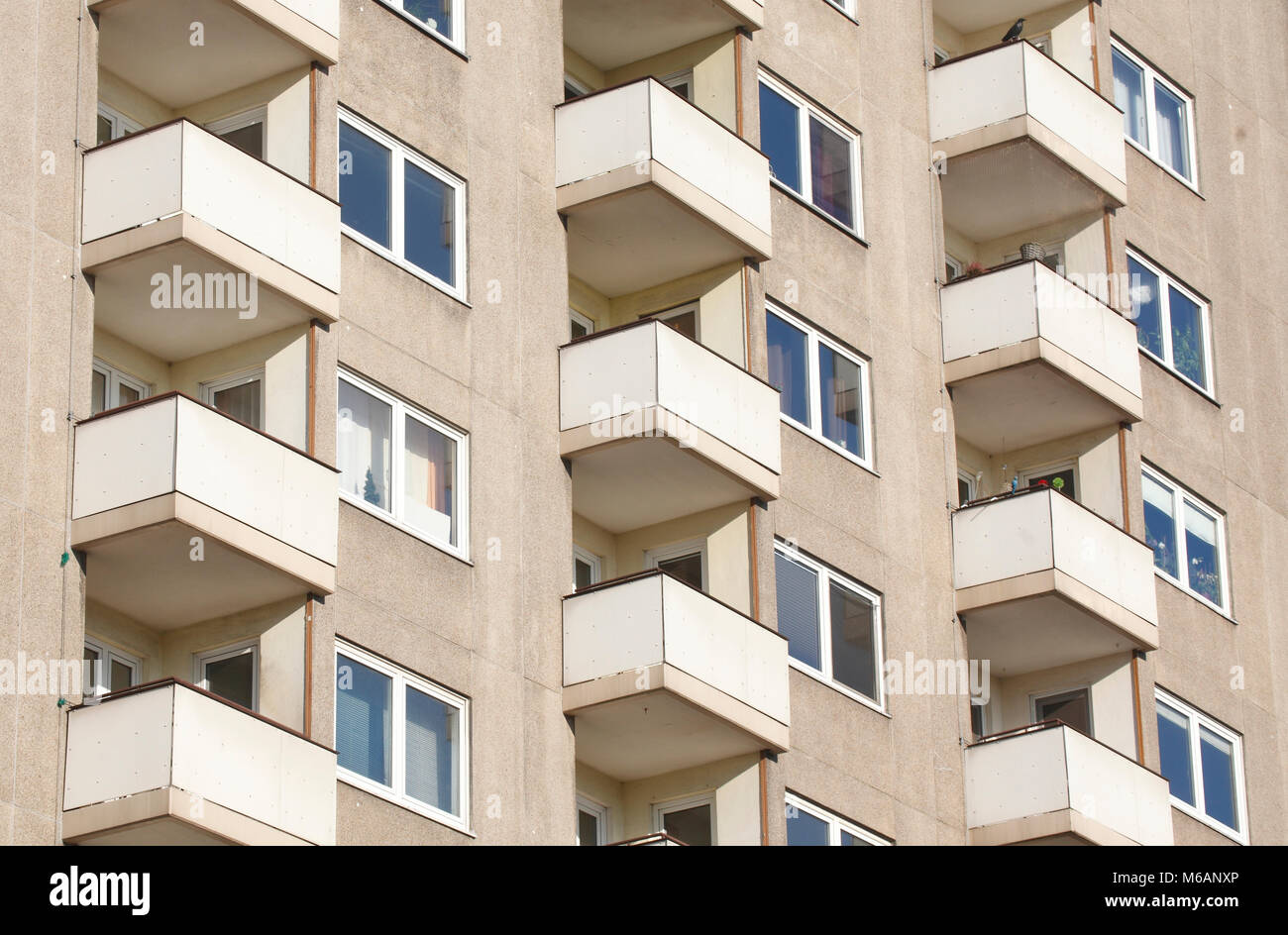 Block of Flats, Residential Building with balconies and windows Stock ...