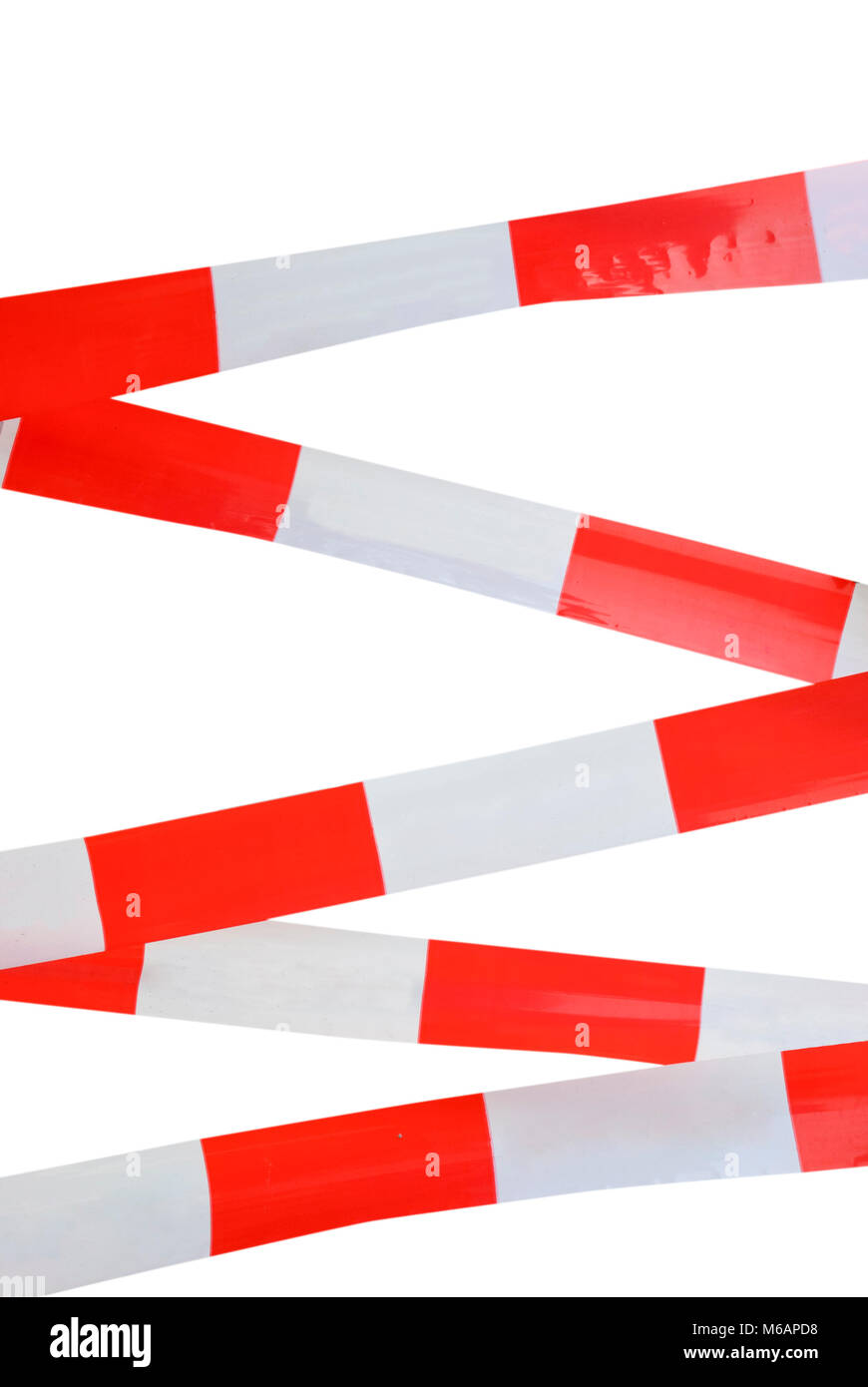 Red and white striped security tape, isolated on white background Stock ...