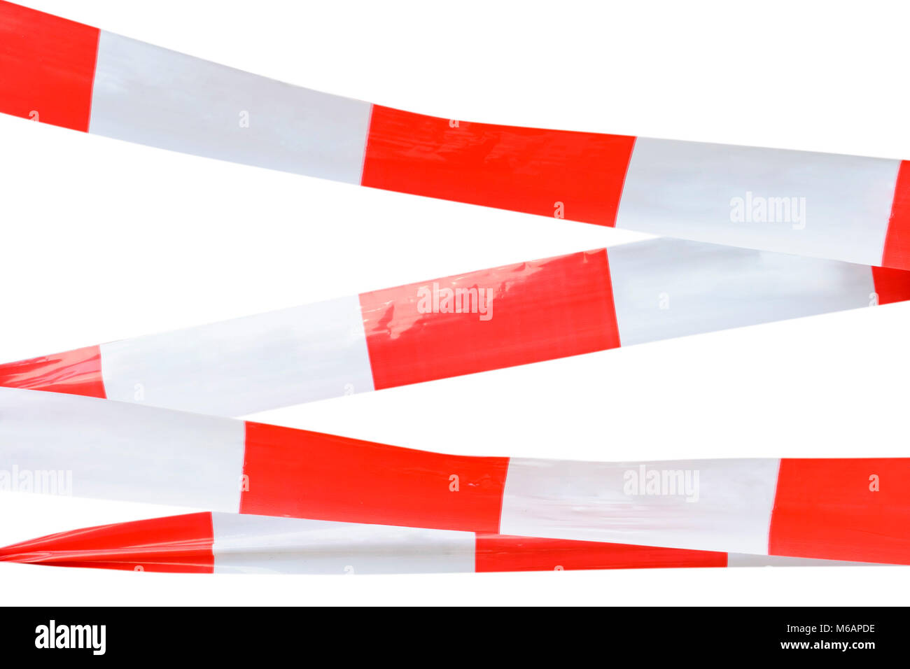 Red and white striped security tape, isolated on white background Stock ...