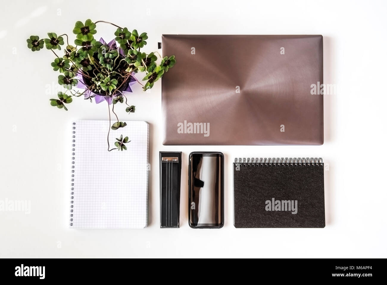 Business office desk ground view background hi-res stock photography ...