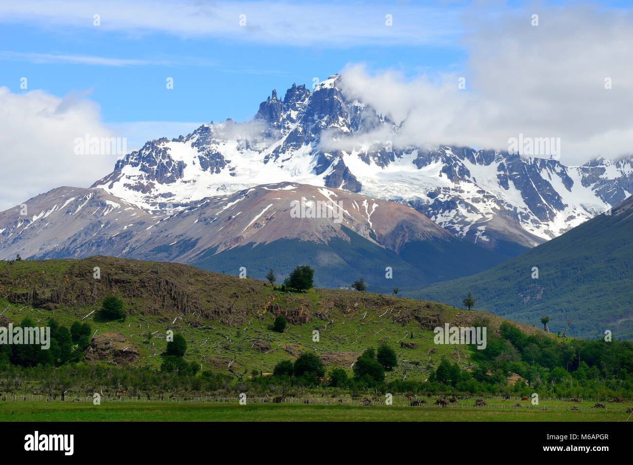 Cerro Castillo with clouds, Carretera Austral, near Villa Cerra ...