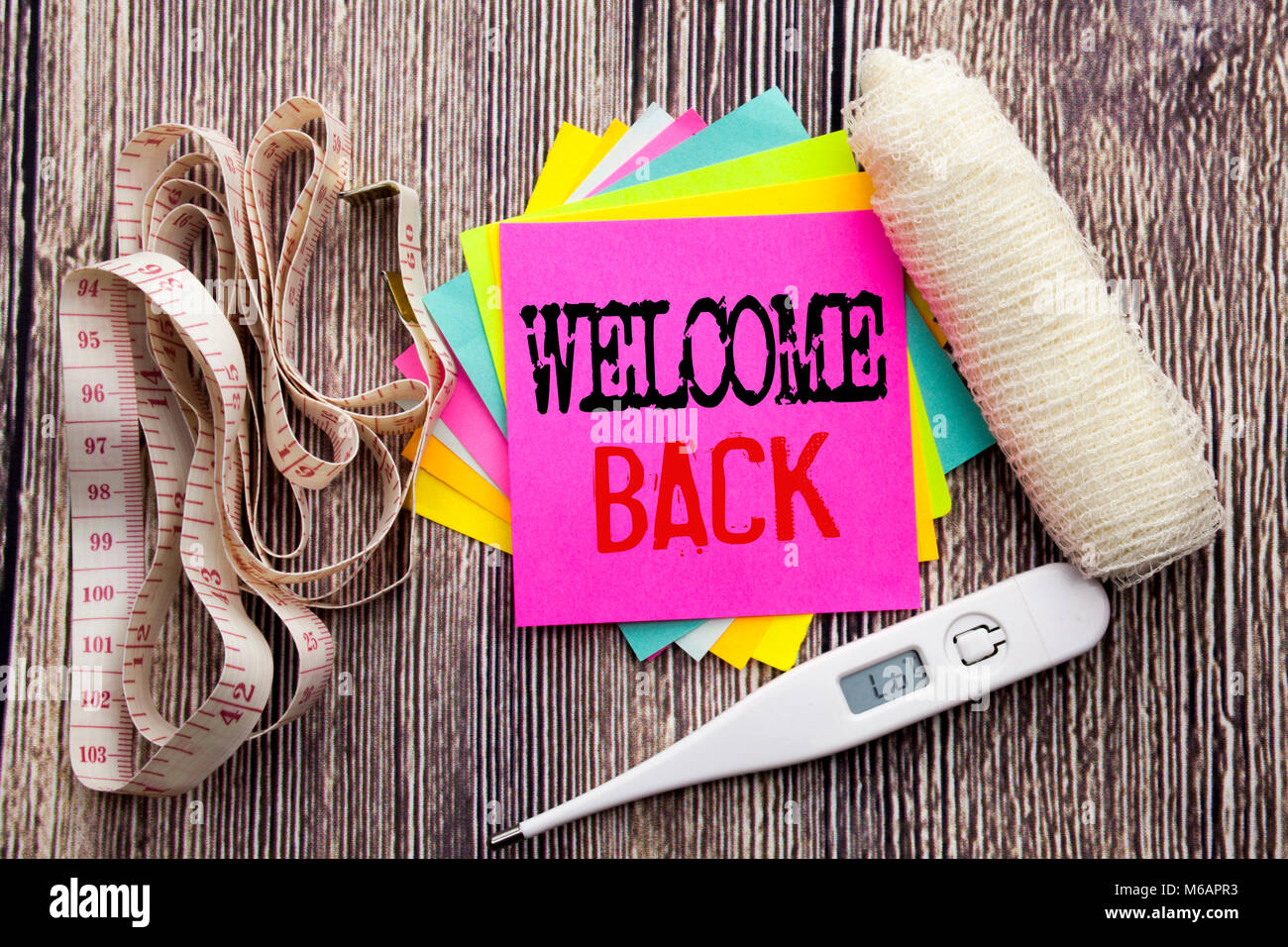 Handwriting Announcement text Welcome Back. Business fitness health ...
