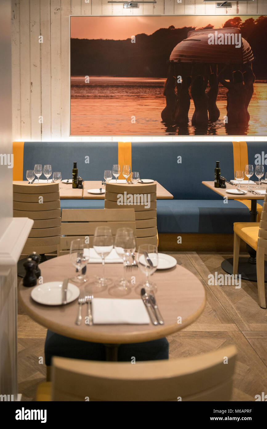 a table is laid out in a fine dining restaurant ready to eat Stock ...