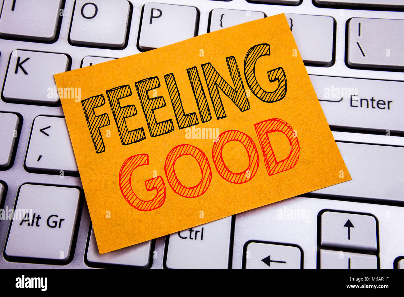 Conceptual hand writing text caption inspiration showing Feeling Good ...
