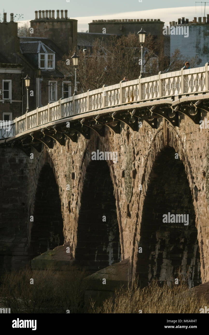 Smeaton's bridge across the Tay in late winter sunshine, Perth ...