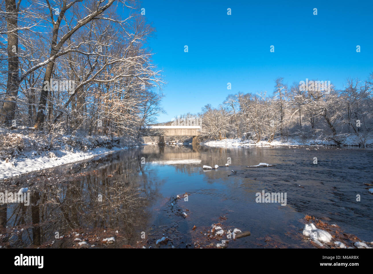 Wooden Covered Bridge Stock Photo - Alamy