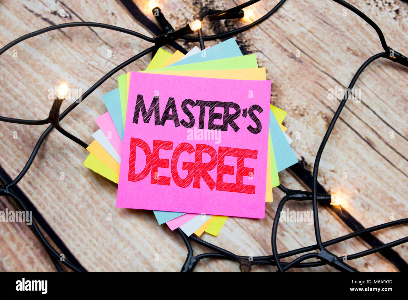 Handwriting Announcement text showing Master s Degree. Business concept ...