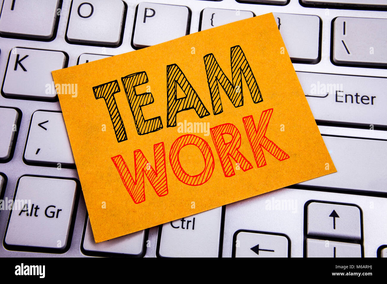 Conceptual hand writing text caption inspiration showing Team Work ...