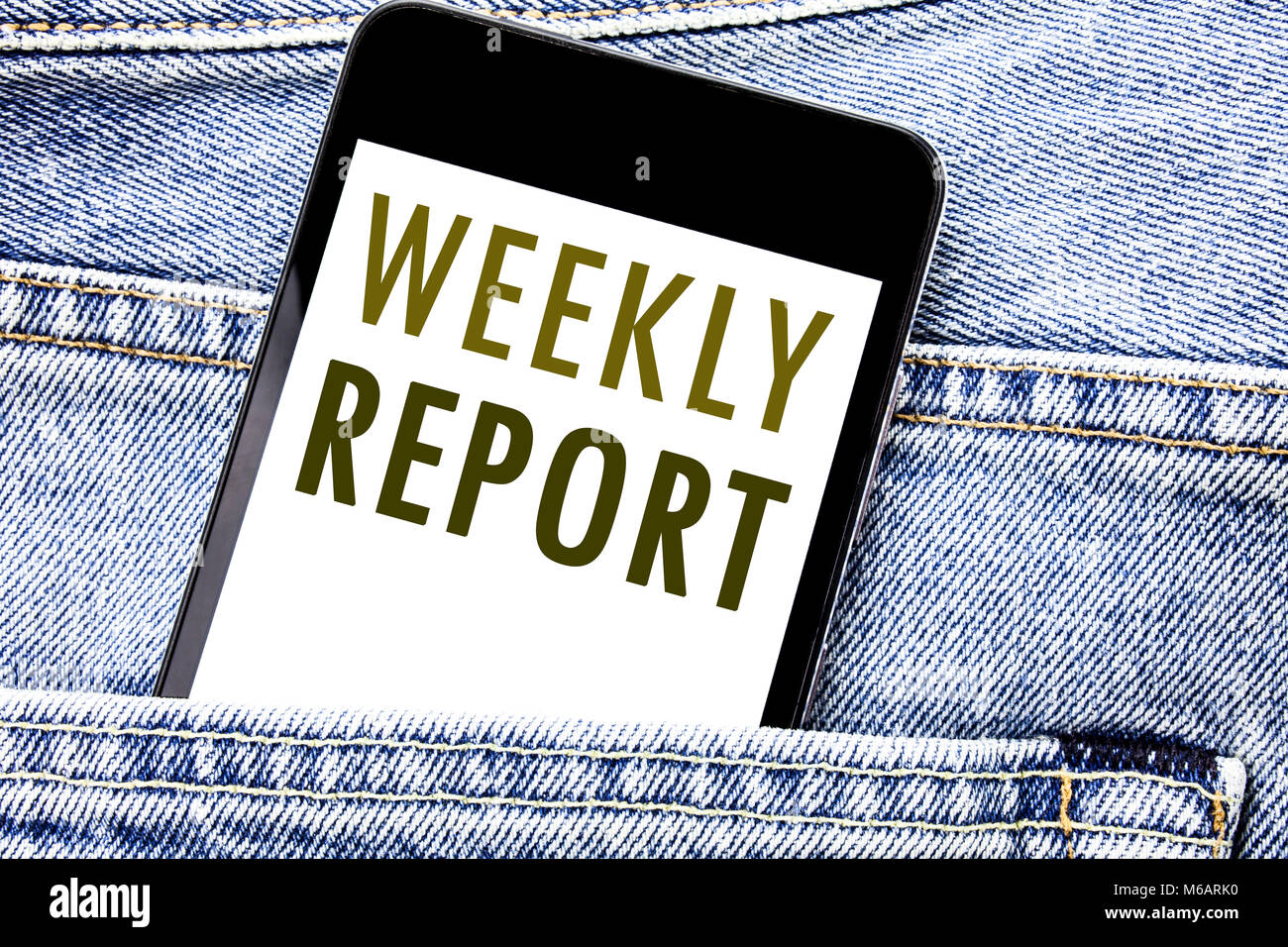 Handwriting Announcement text showing Weekly Report. Business concept ...