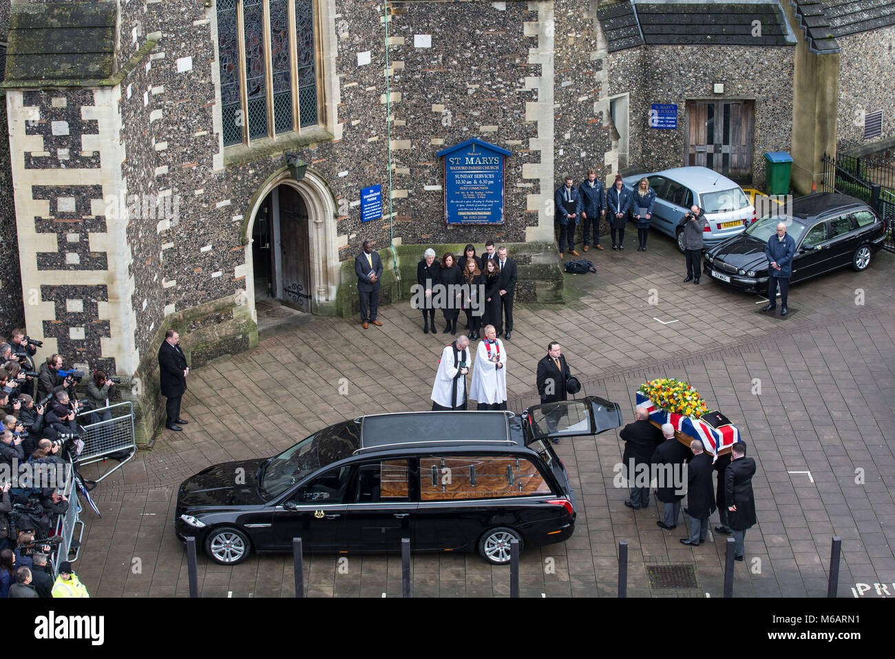 The Coffin of Graham Taylor is carried to the church as Rita Taylor and ...