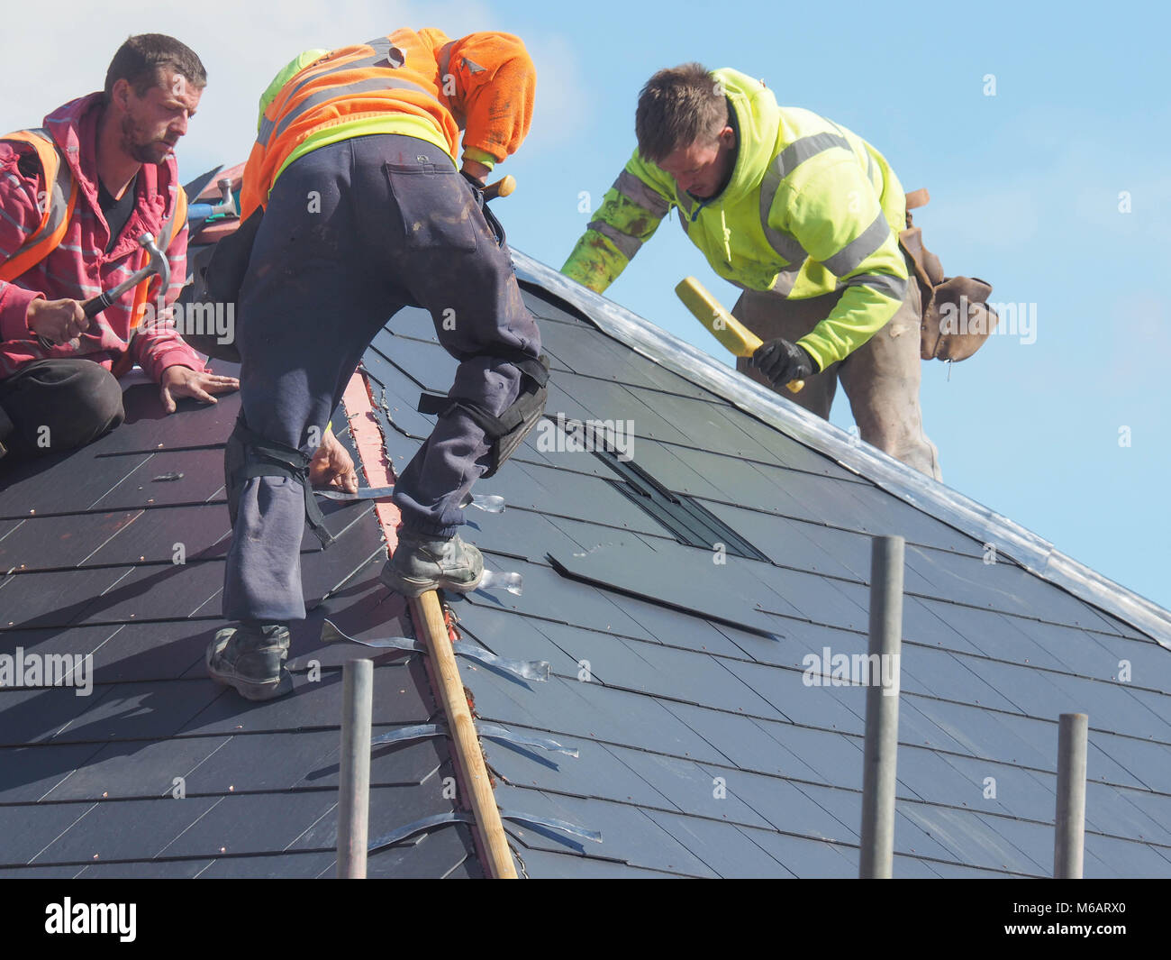 ROOFING CONTRACTORS WORKING ON ROOF OF NEW BUILD HOPKINS HOMES ...