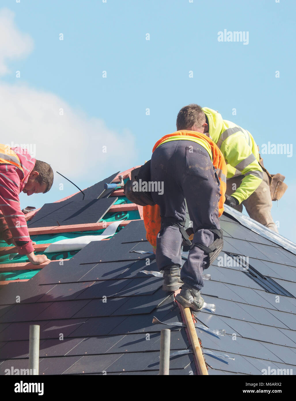 ROOFING CONTRACTORS WORKING ON ROOF OF NEW BUILD HOPKINS HOMES ...
