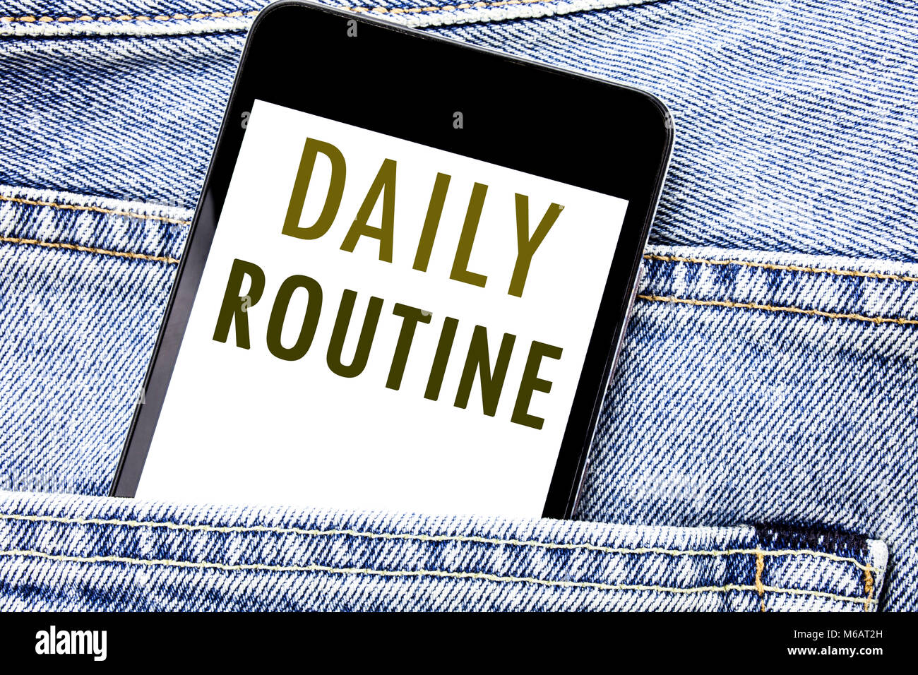 Handwriting Announcement text showing Daily Routine. Business concept ...