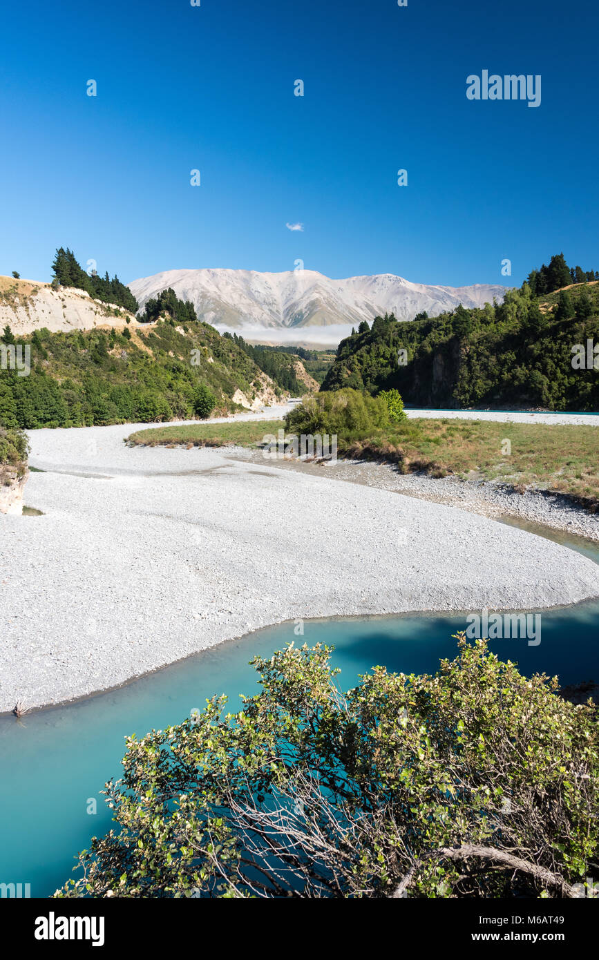 Rakaia River, Canterbury Plains, South Island, New Zealand Stock Photo ...