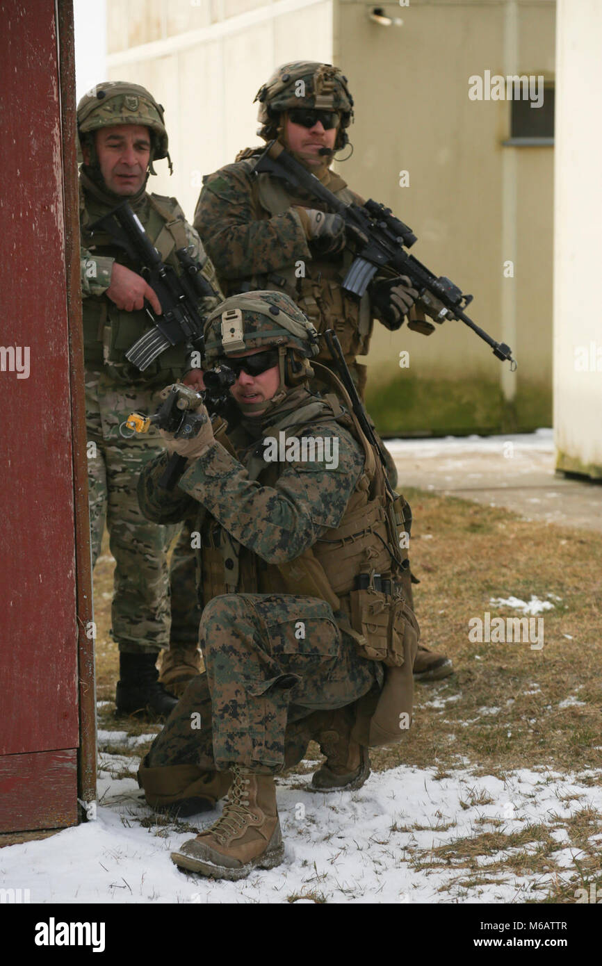 U.S. Marines and Georgian soldiers of the 11th Light Infantry Battalion ...