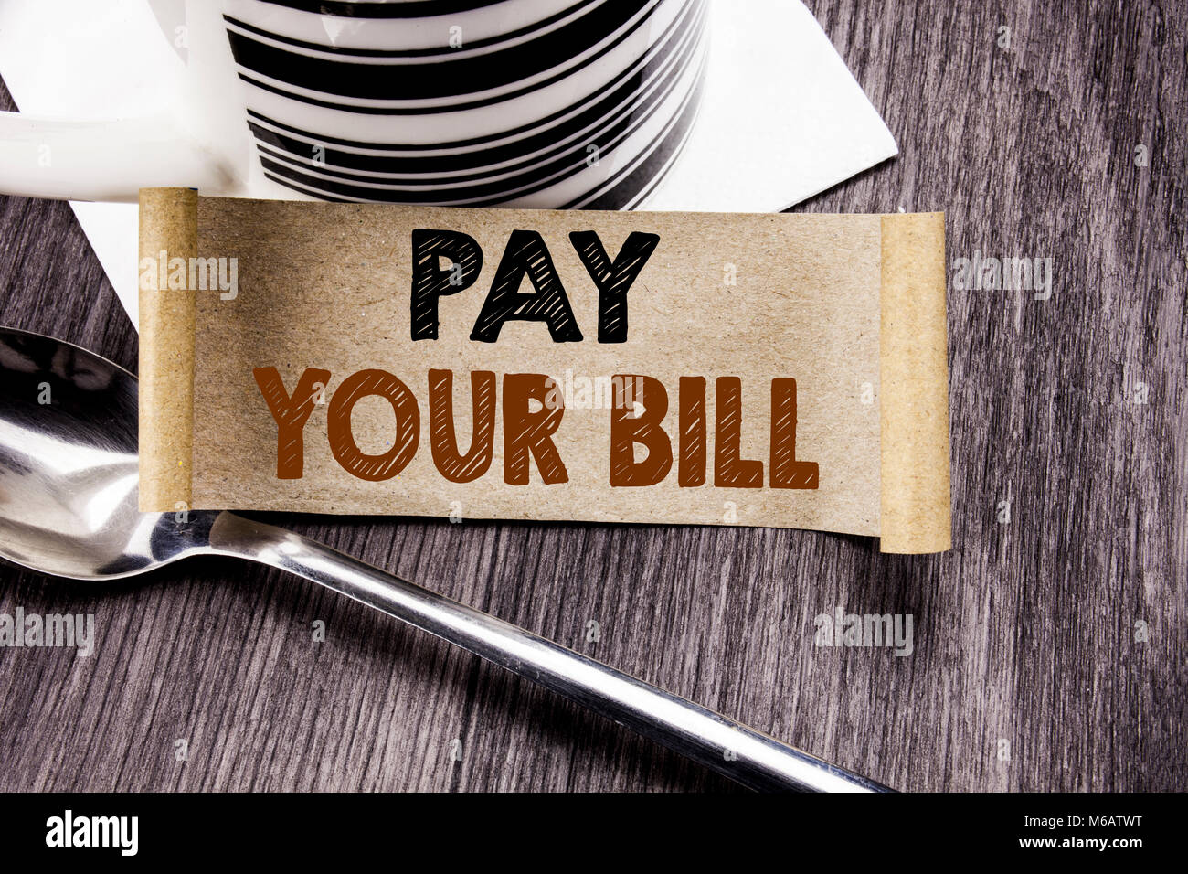 Handwriting Announcement text showing Pay Your Bill. Business concept ...