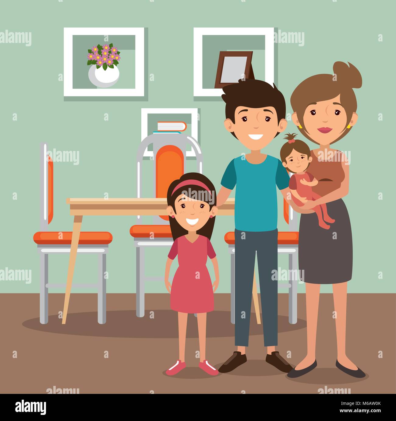 Indoor indoors interior family Stock Vector Images - Alamy