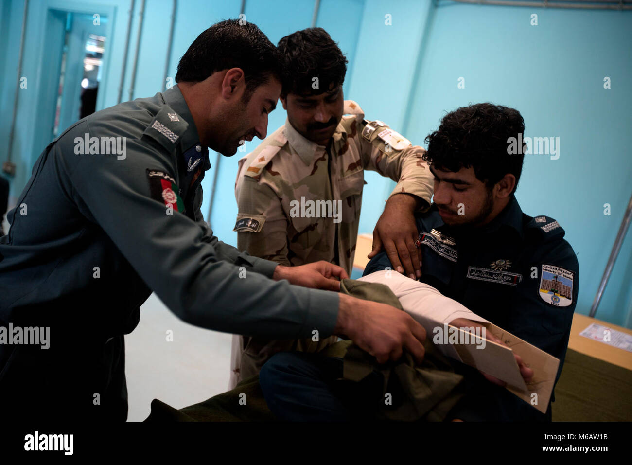 Policemen with the 505th Zone Afghan National Police (ANP) demonstrate ...