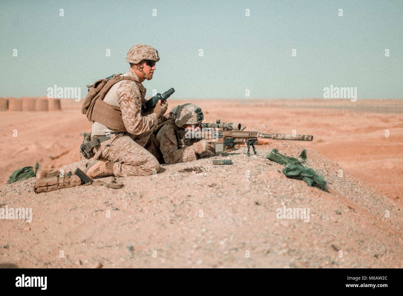 A U.S. Marine with Task Force Southwest prepares to fire the M110 Semi ...