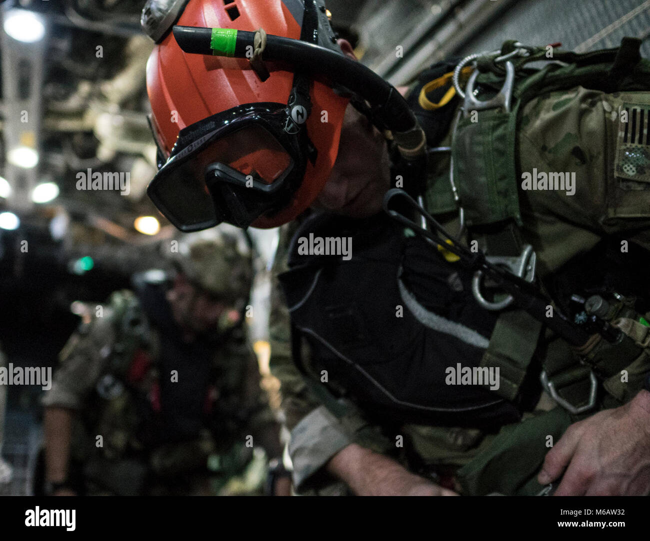 A U.S. Air Force 320th Special Tactics Squadron pararescueman prepares ...