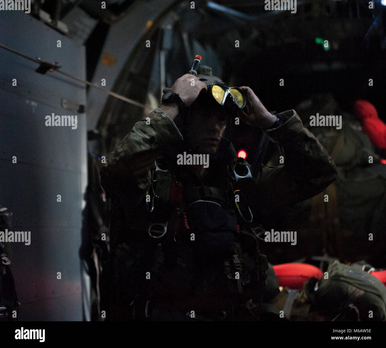 A U.S. Air Force 320th Special Tactics Squadron pararescueman prepares ...