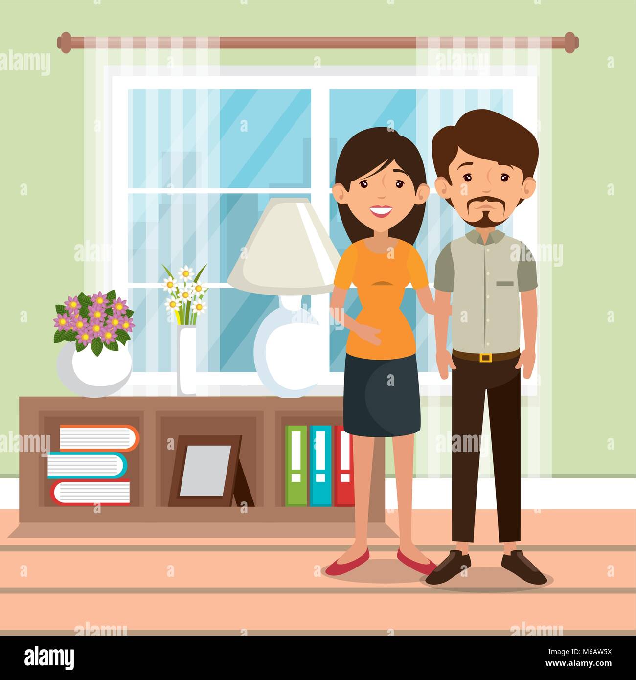 family parents in house place scene Stock Vector Image & Art - Alamy