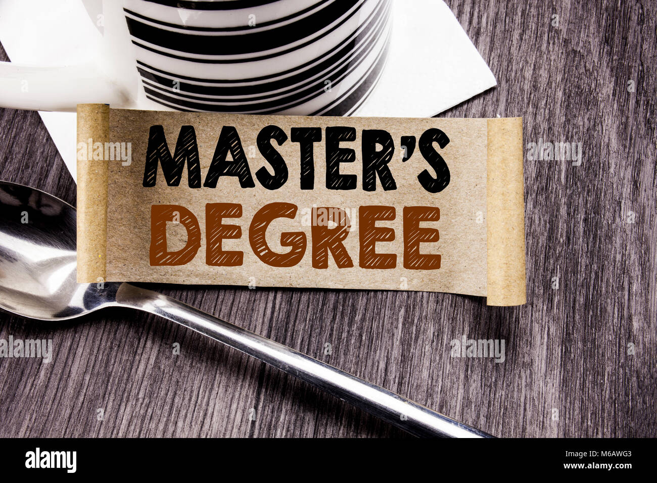Handwriting Announcement text showing Master s Degree. Business concept ...