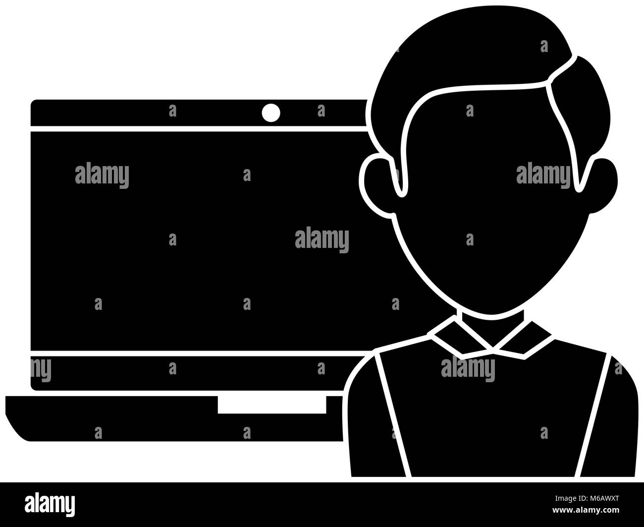 laptop computer with user Stock Vector Image & Art - Alamy