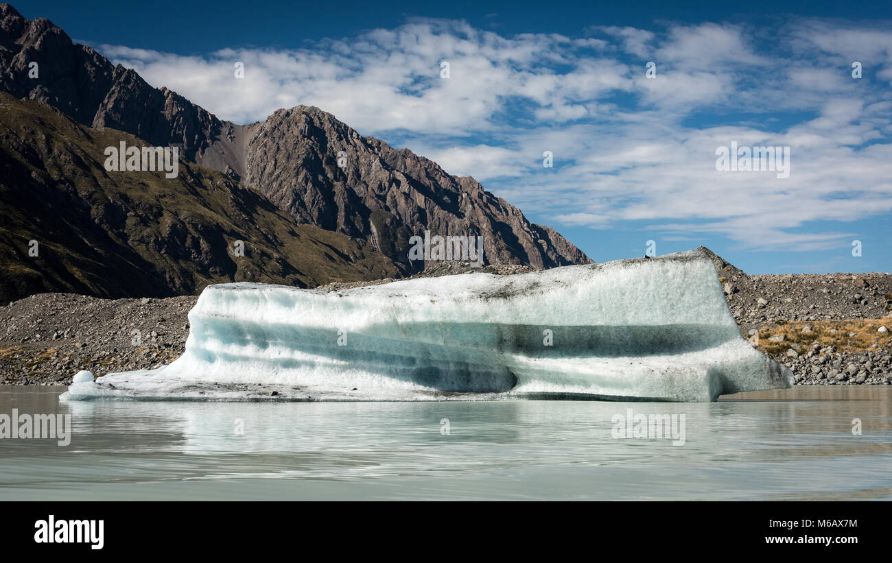 Ice Berg, Tasman Glacier Lake, South Island, New Zealand Stock Photo ...