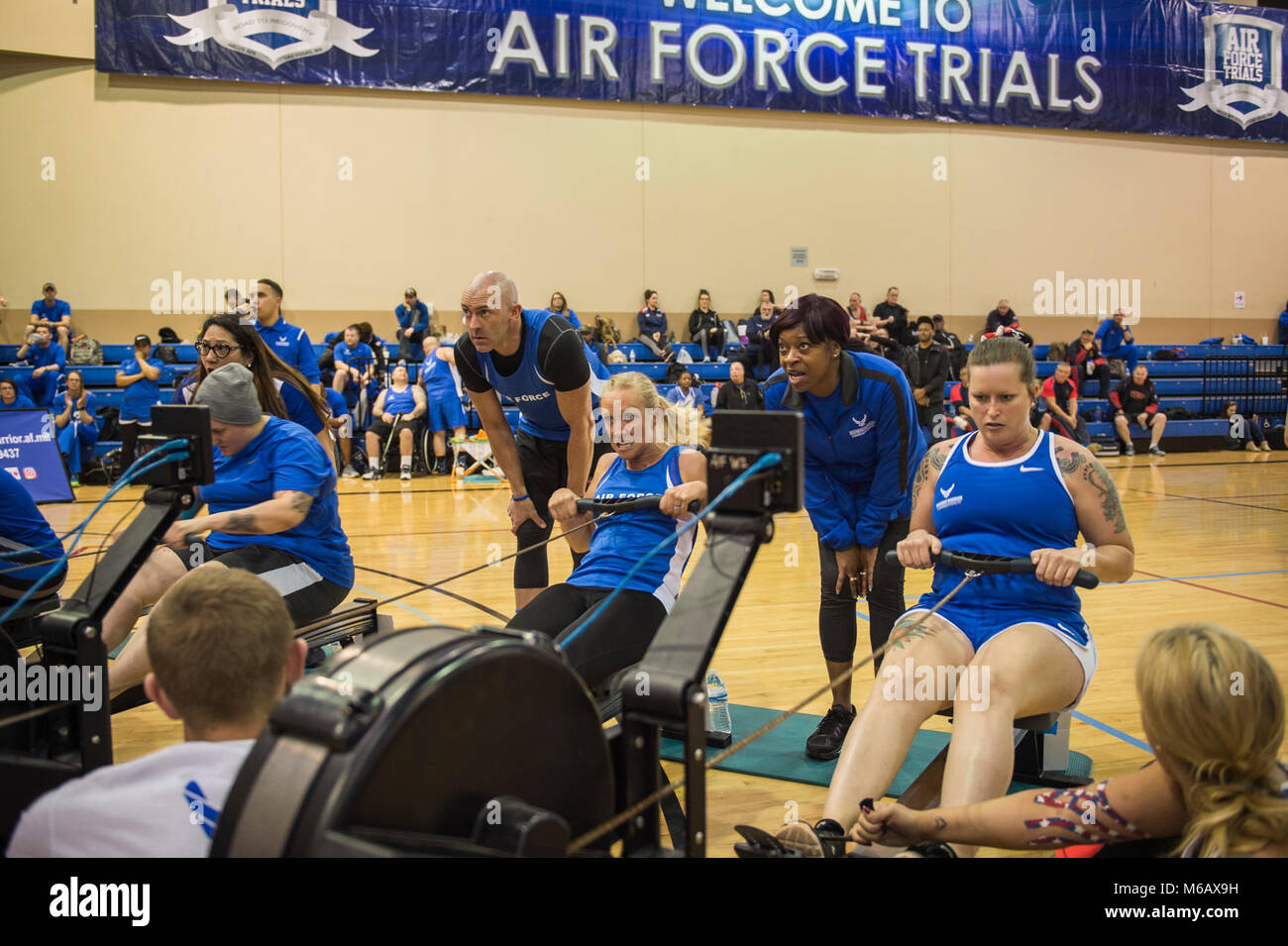 Wounded Warrior athletes compete during a rowing competition at the 5th ...