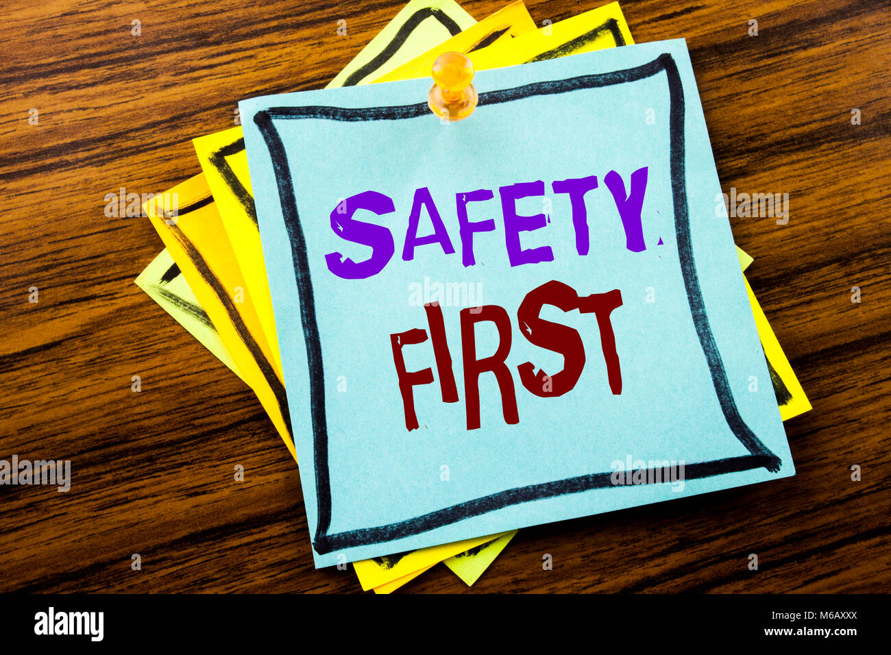 Writing text showing Safety First. Business concept for Safe Warning ...