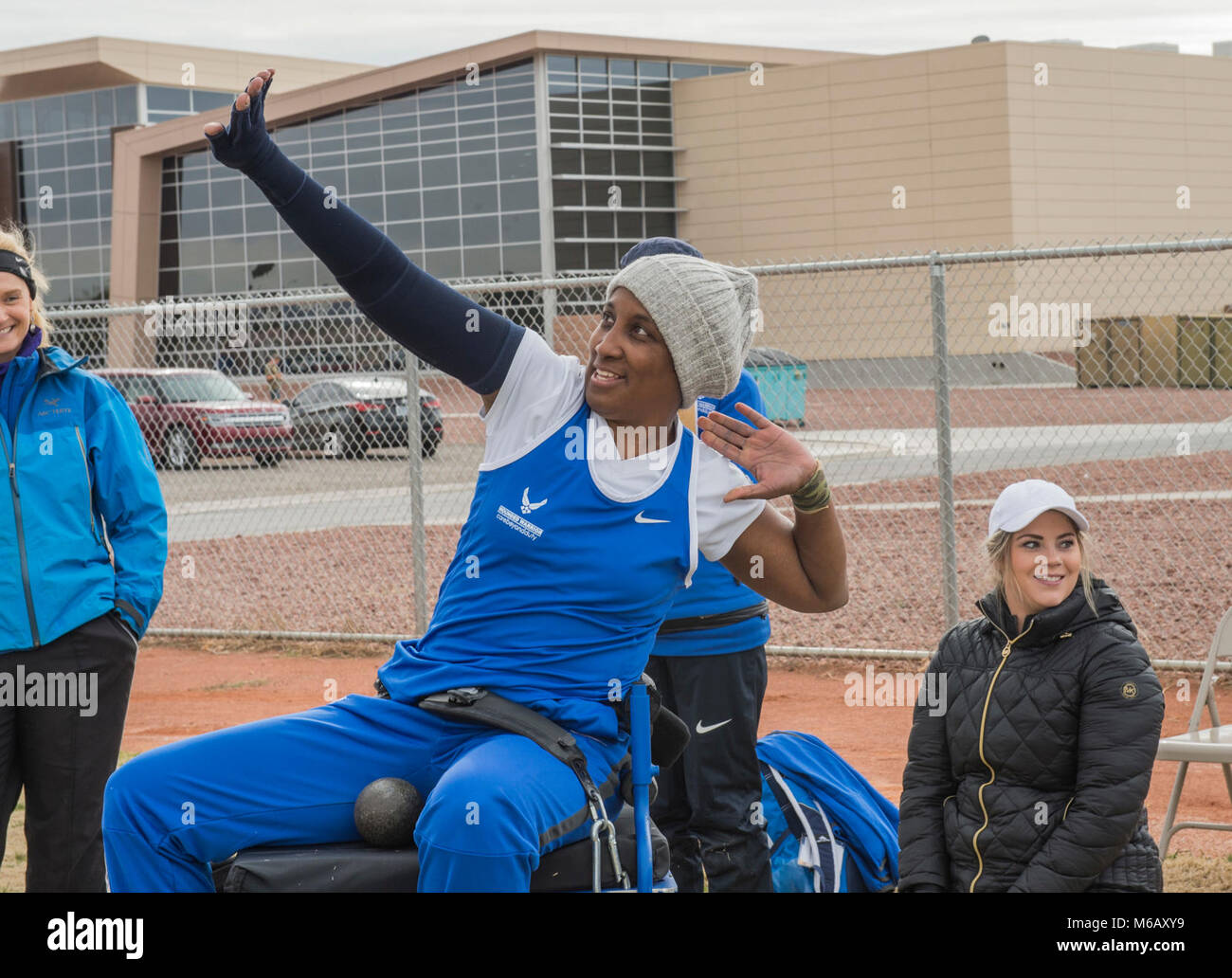 Juliana Walker, a wounded warrior athlete, practices her shotput throw ...