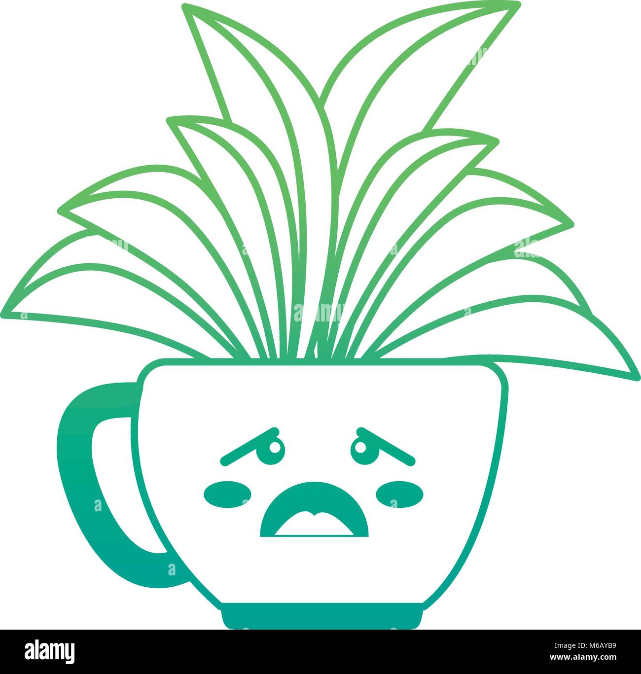 houseplant in pot sad kawaii character Stock Vector Image & Art - Alamy