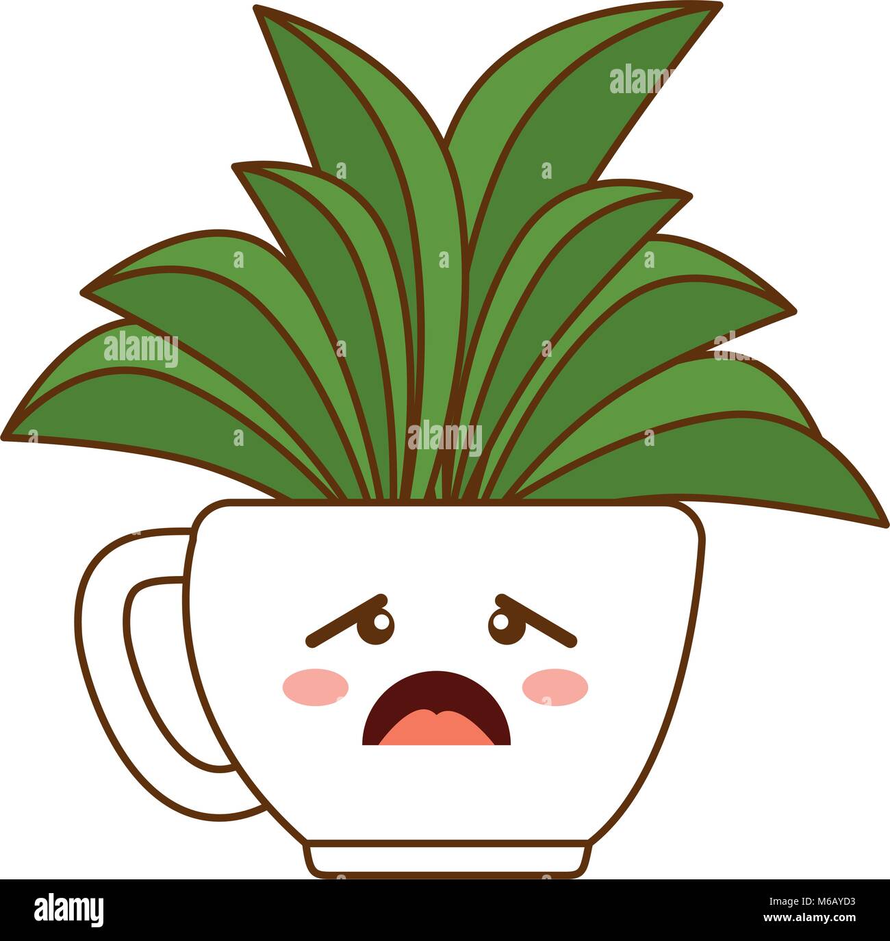 houseplant in pot sad kawaii character Stock Vector Image & Art - Alamy