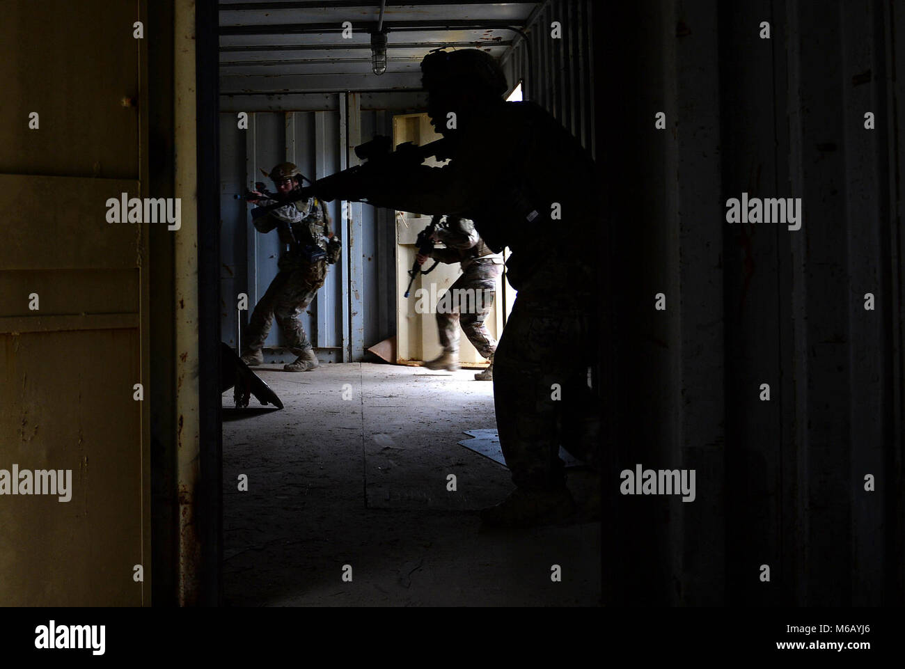 U.S. Air Force Airmen from the 1st Combat Camera Squadron, establish a ...