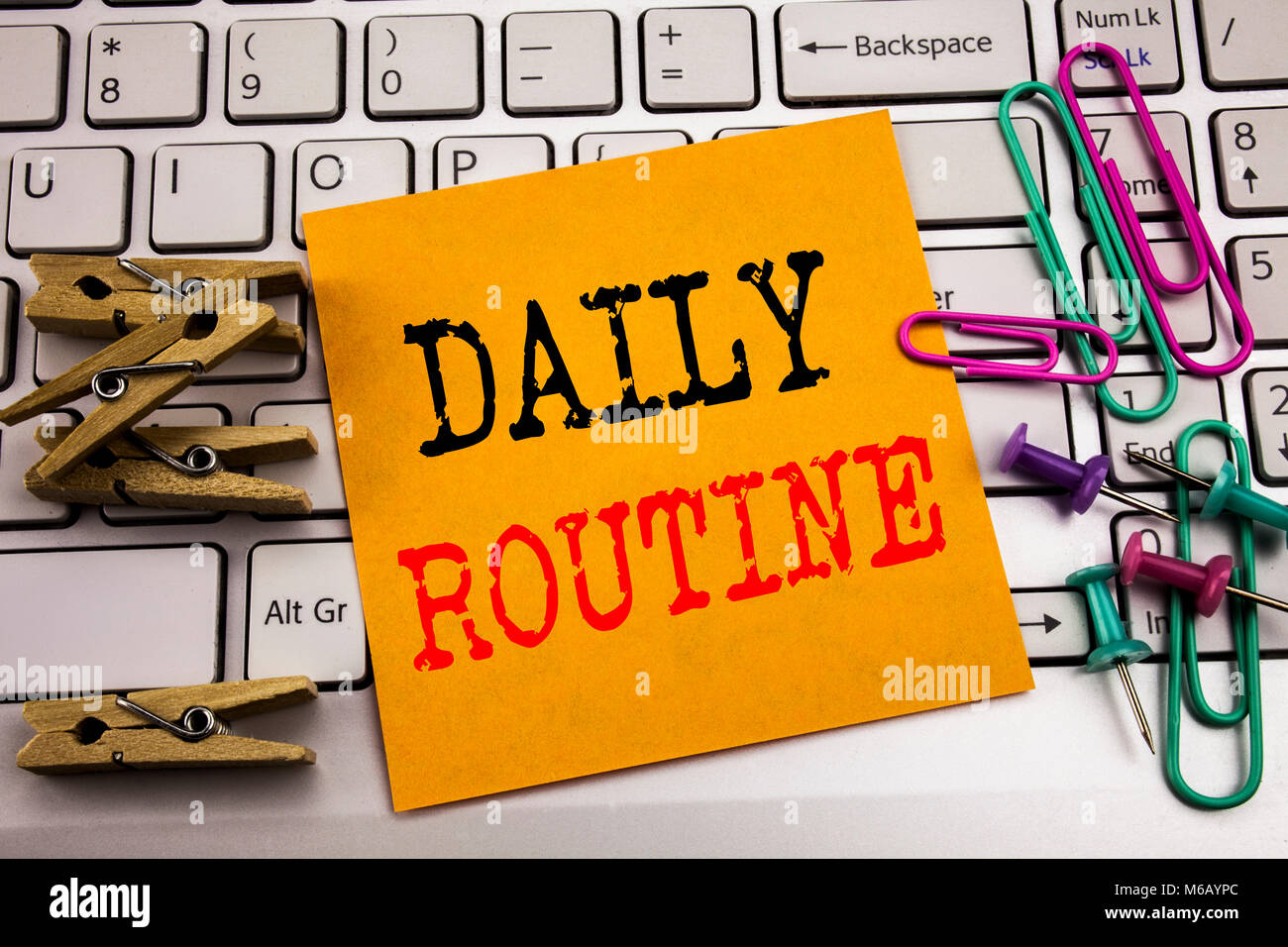 Writing text showing Daily Routine. Business concept for Habitual ...