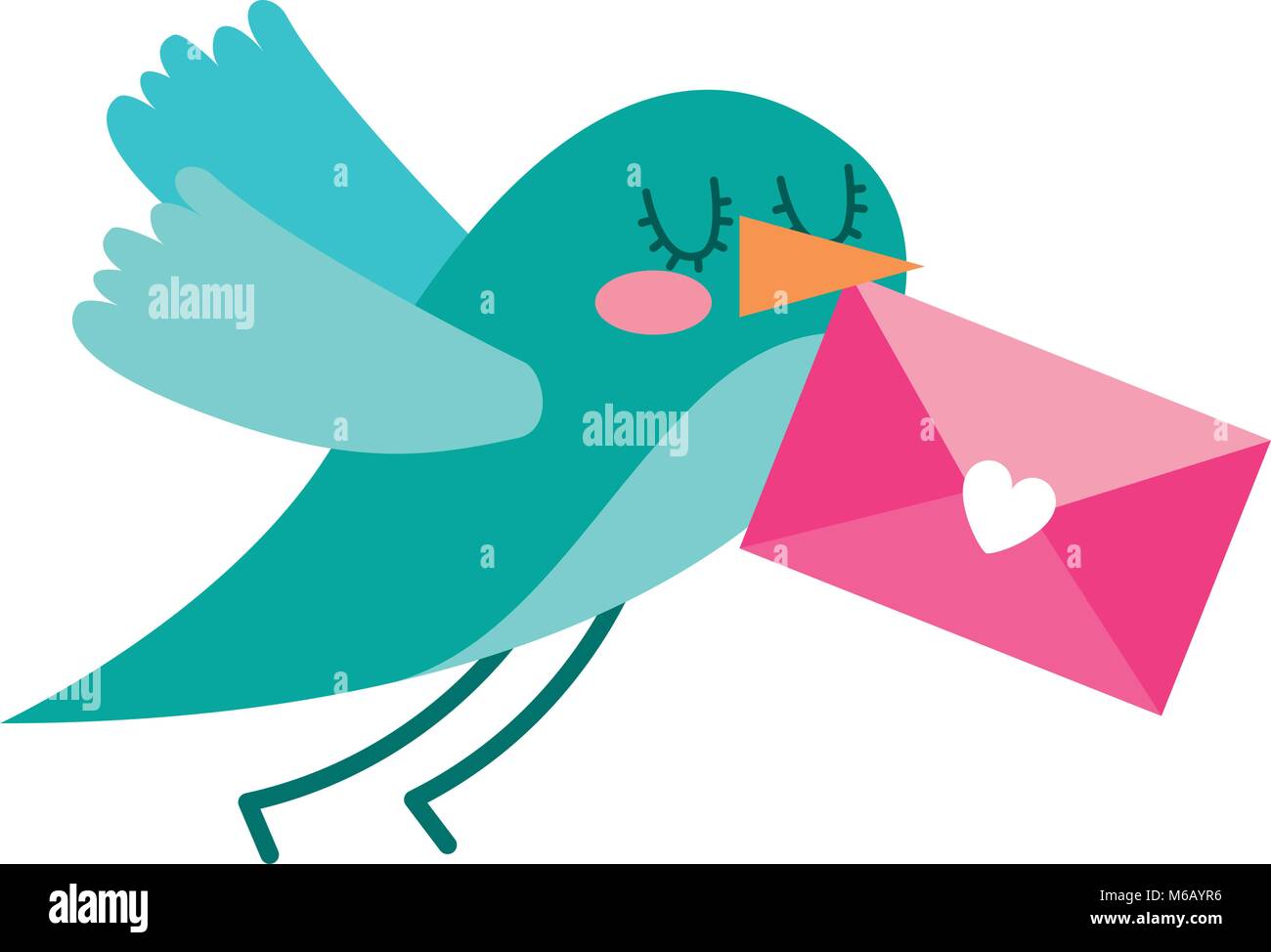 sweet bird with envelope message in beak cartoon Stock Vector Image ...