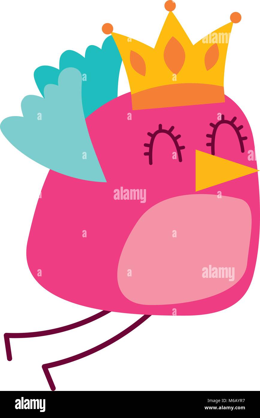 beauty bird fly with crown cartoon Stock Vector Image & Art - Alamy