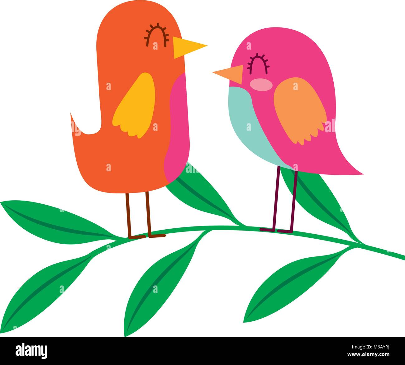 cute couple birds together in tree branch Stock Vector Image & Art - Alamy