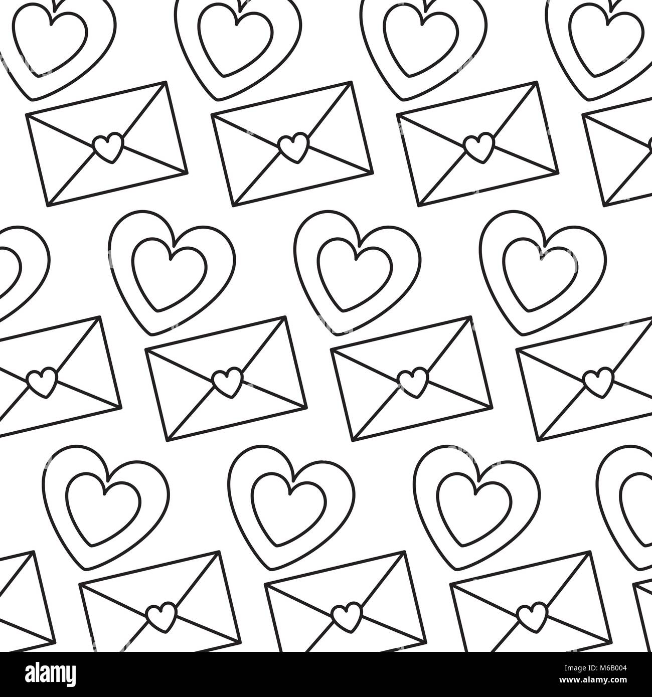 cute envelope message heart love pattern Stock Vector Image & Art - Alamy