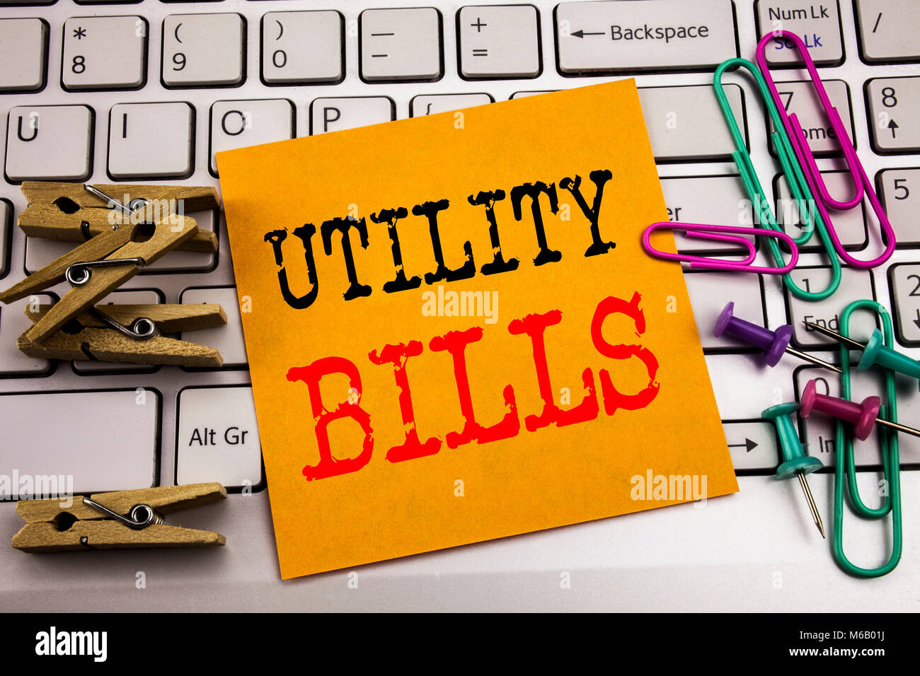 Writing text showing Utility Bills. Business concept for Money Bill ...