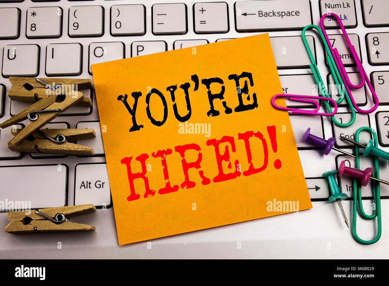 Writing text showing You Are Hired. Business concept for Hiring ...