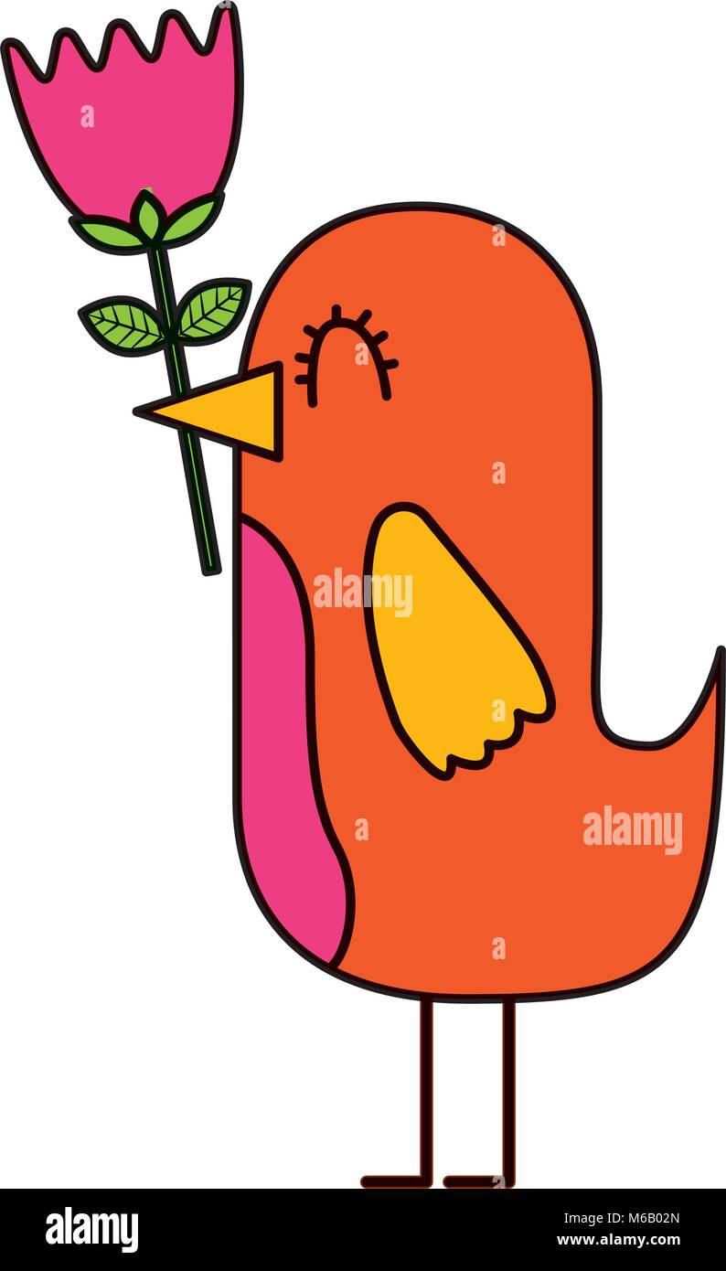cartoon cute bird with flower tulip in beak Stock Vector Image & Art ...