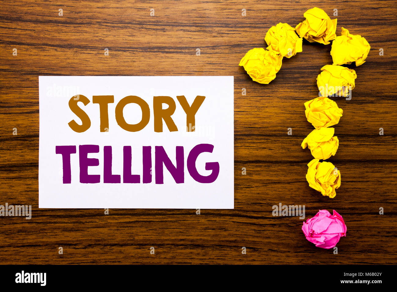 Handwritten text showing Storytelling. Business concept for Teller ...