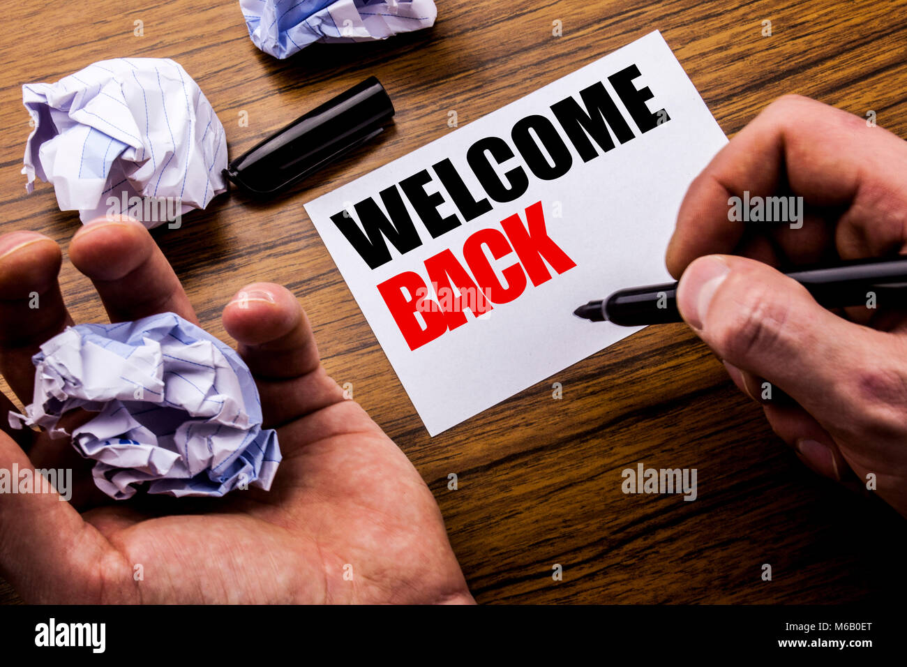 Handwriting text Welcome Back. Concept for Emotion Greeting written on ...