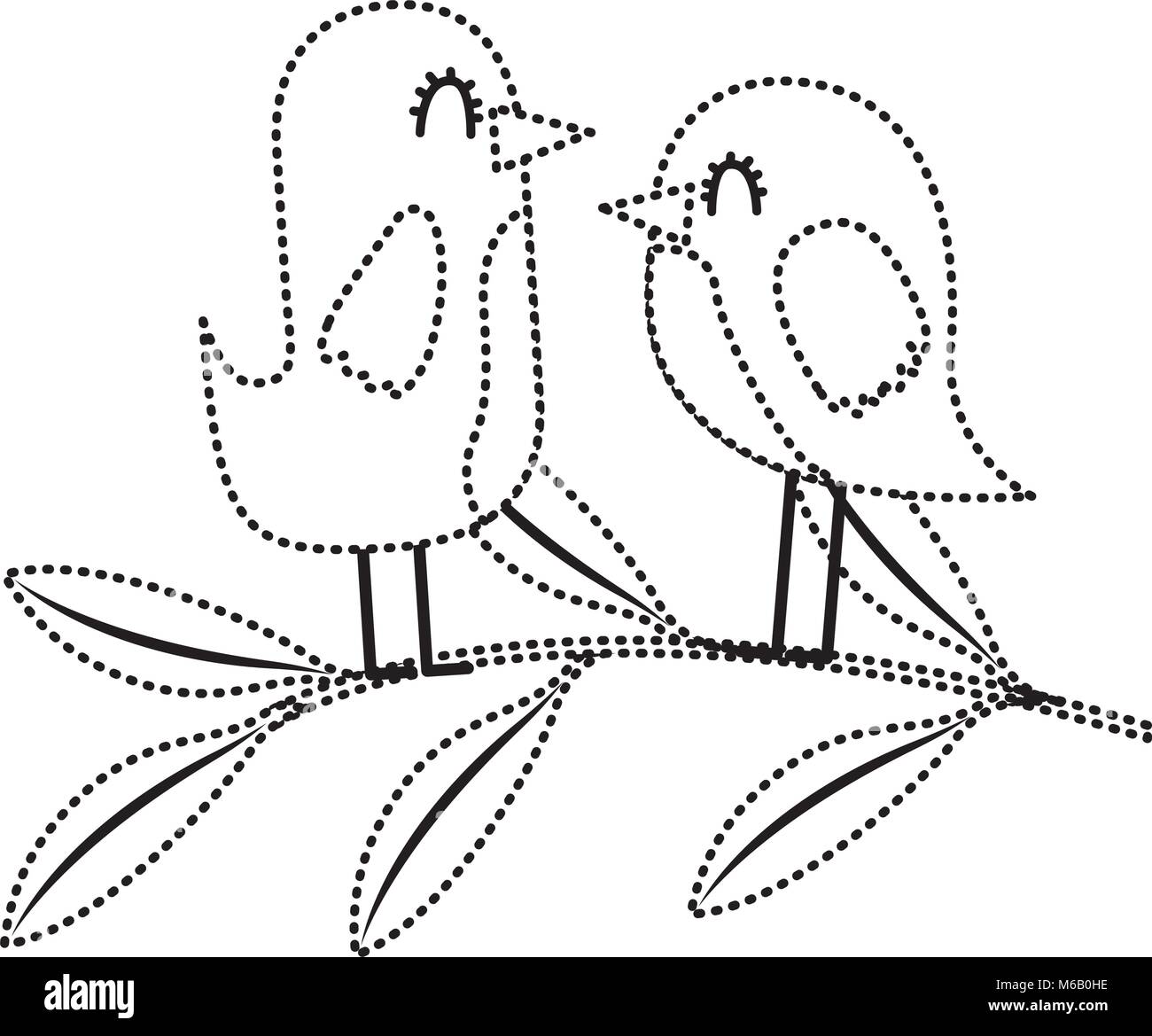 Spring tree with love birds Black and White Stock Photos & Images - Alamy