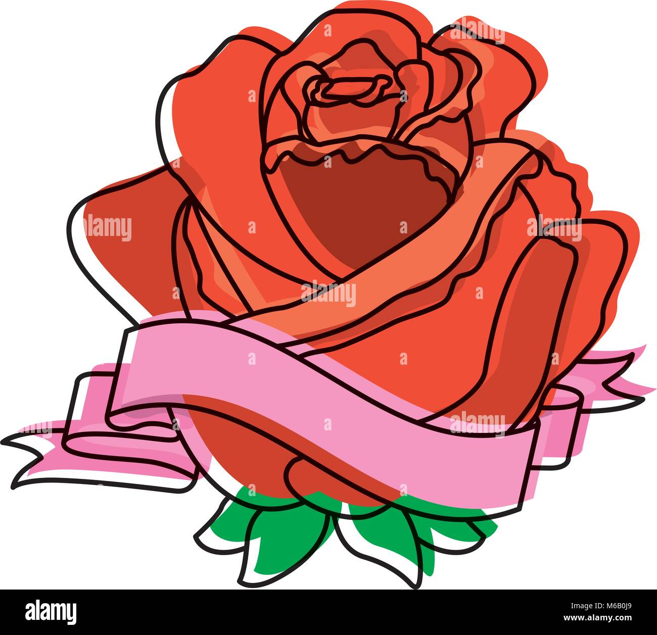 Rose And Ribbon Drawings