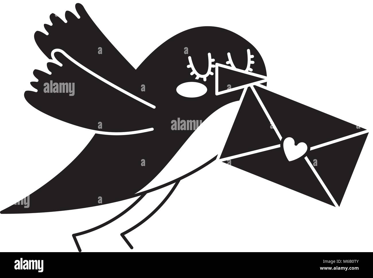 sweet bird with envelope message in beak cartoon Stock Vector Image ...