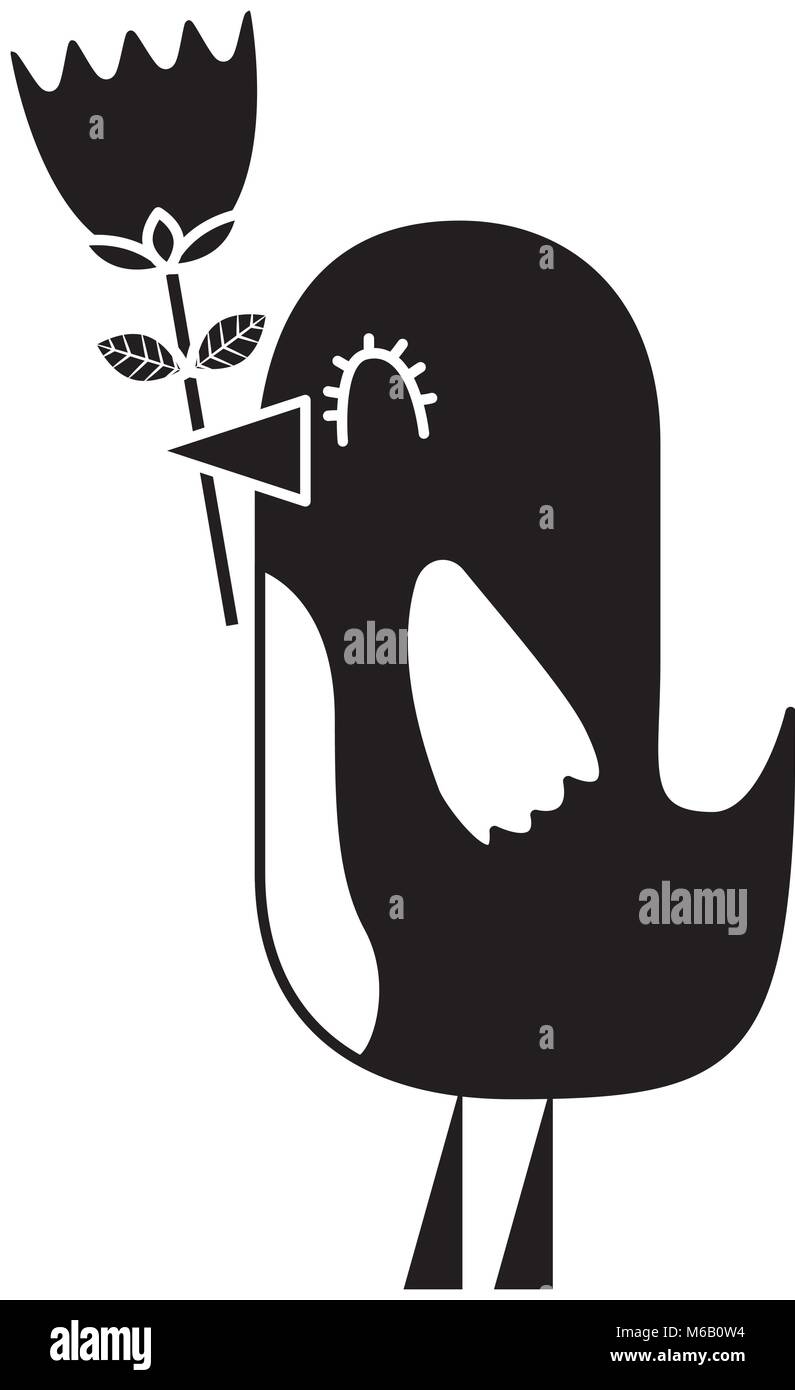 cartoon cute bird with flower in beak Stock Vector Image & Art - Alamy