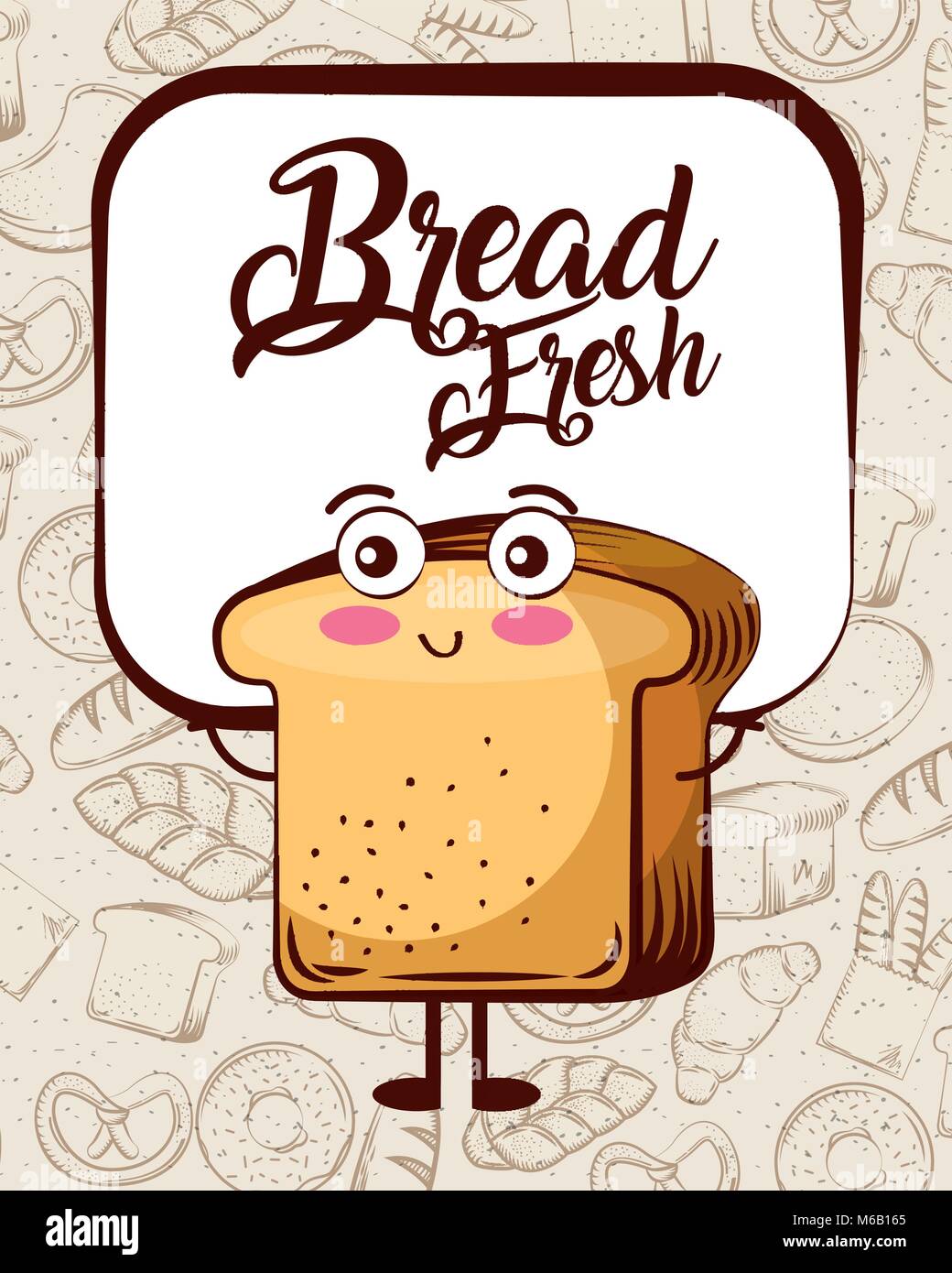kawaii bread fresh cartoon bake background Stock Vector Image & Art - Alamy